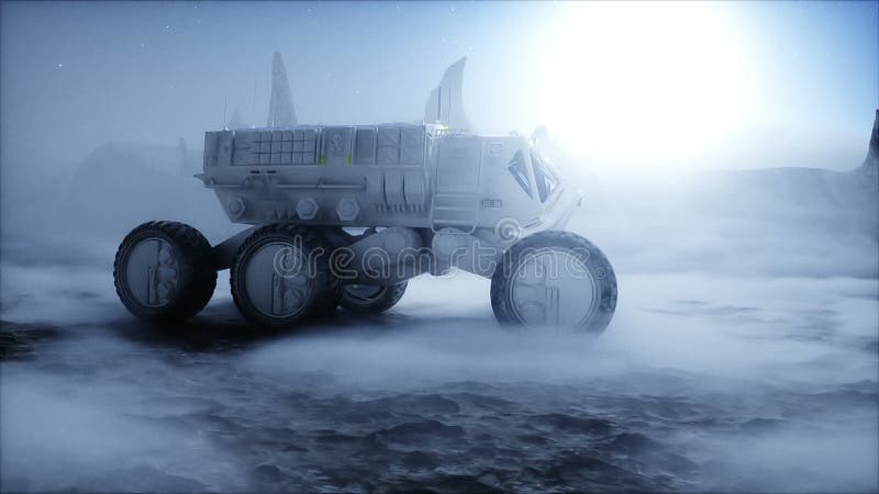 Rover on Alien Planet. Mars Surface. Realistic 3d Animation. Stock ...