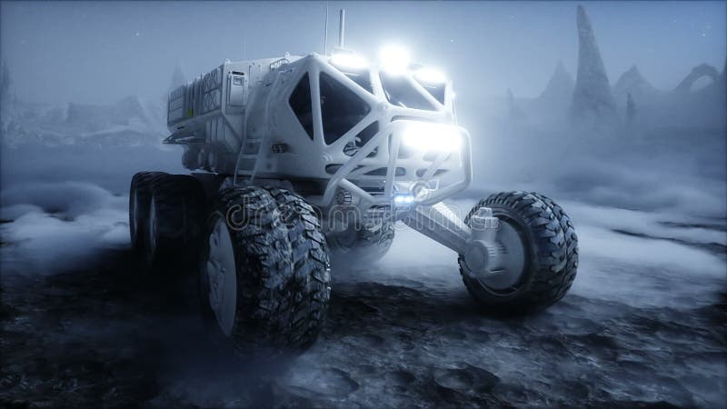 Rover on Alien Planet. Mars Surface. Realistic 3d Animation. Stock ...