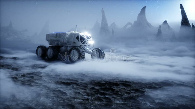 Rover on Alien Planet. Mars Surface. Realistic 3d Animation. Stock ...
