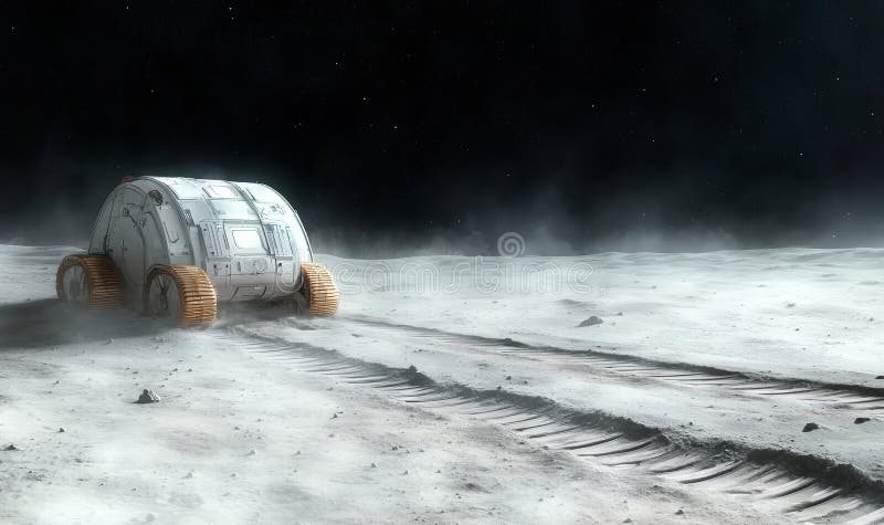 Rover Crossing the Moon S Surface, Leaving Tracks in the Lunar Dust ...