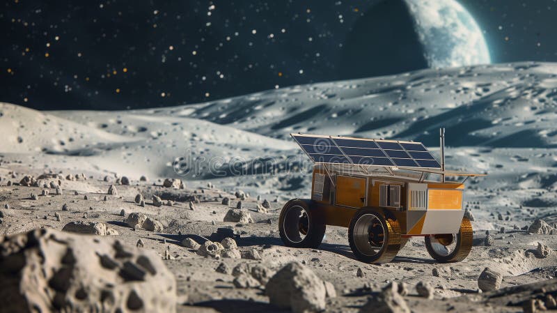Rover Equipped with Solar Panels Working on Asteroid Regolith ...
