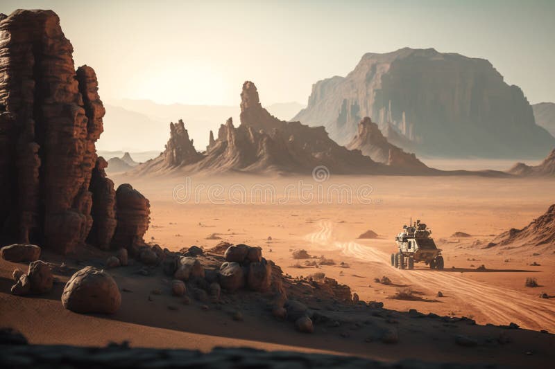 Rover in Exploration Mars Planet Generative AI Stock Illustration ...
