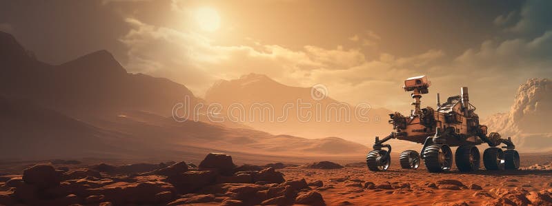 The Rover Explores the Surface of Mars, Copy Space. Created Using ...