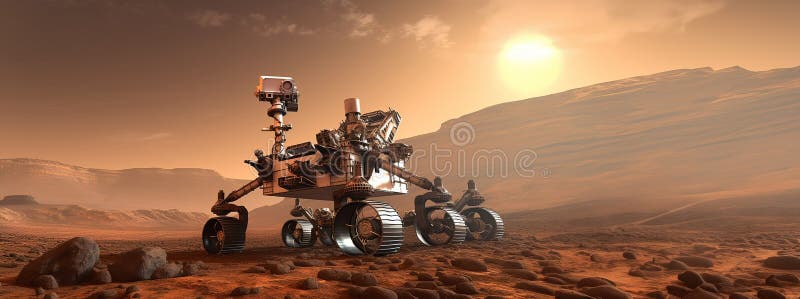 The Rover Explores the Surface of Mars, Copy Space. Created Using ...