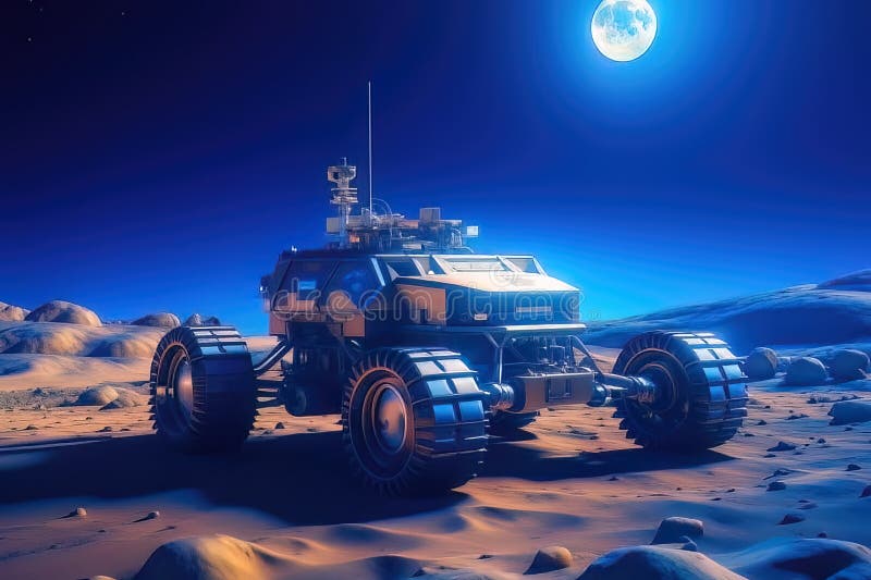 Rover Exploring Surface of Extraterrestrial Planet. Space Exploration ...