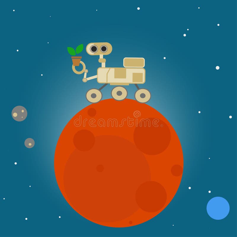 Rover on Mars in Cartoon Style Stock Vector - Illustration of flat ...