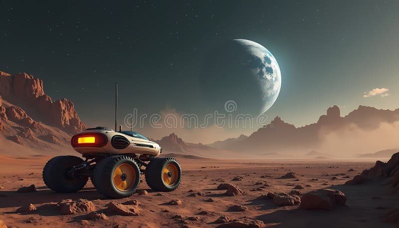 Alien Rover on Mars stock illustration. Illustration of scene - 379822399