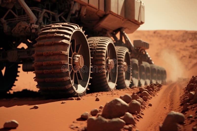 Rover Wheels in Exploration Mars Planet Generative AI Stock ...
