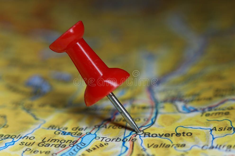 Rovereto, Italy pin on map stock photo. Image of cartography - 367778328