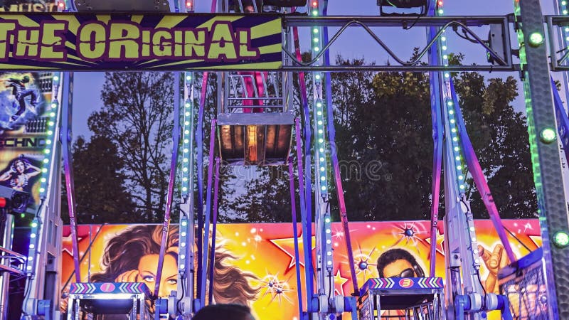 Carousel cage funfair stock footage. Video of lights - 260137924