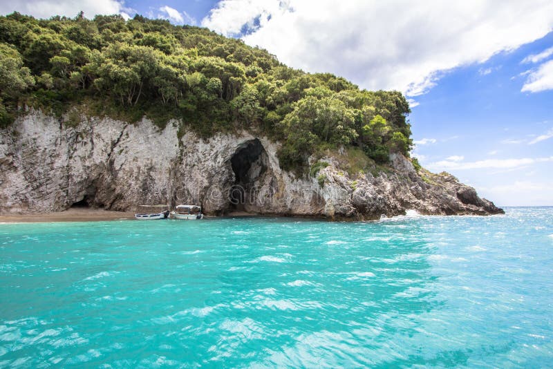 Rovinia Beach, Corfu, Greece Stock Image - Image of cave, coast: 106715727