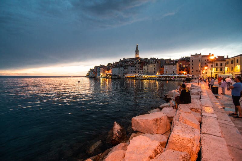 ROVINJ, CROATIA - July, 2019: the Night Old Town of Rovinj , Croatia ...