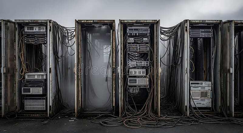 Abandoned Server Racks stock illustration. Illustration of generated ...