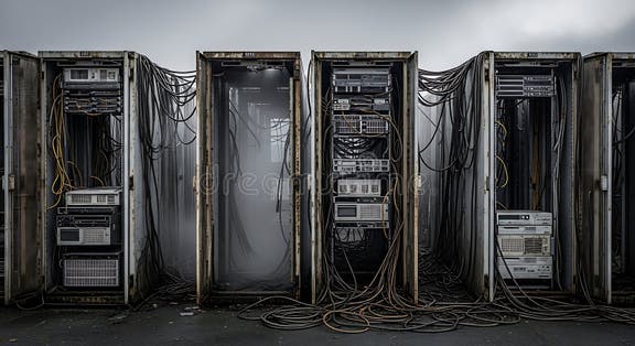 Abandoned Server Racks stock illustration. Illustration of generated ...