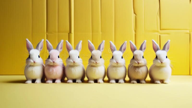 Row of Adorable Easter Bunnies Easter Concept Stock Footage - Video of ...