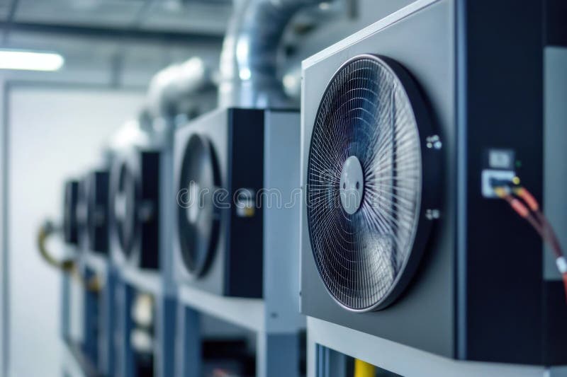 A Row of Air Conditioning Units Installed on the Side of a Building ...
