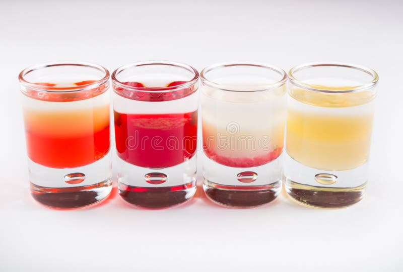 Alcohol Shots on a White Background. Three Popular Shots with Different ...