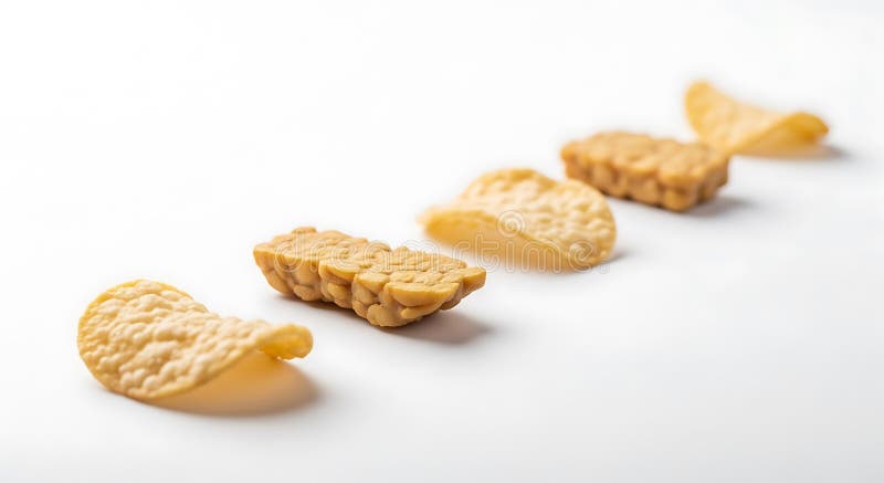 A Row of Alternating Potato Chips and Rectangular Pieces of Tempeh is ...