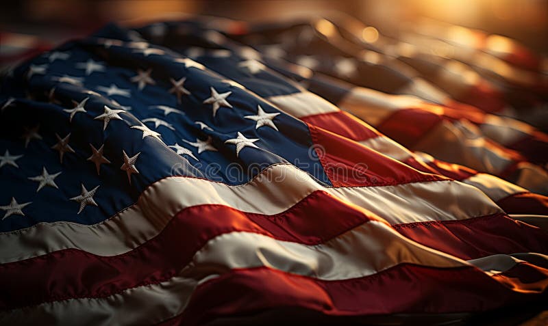 Row of American Flags Displayed Together Stock Illustration ...