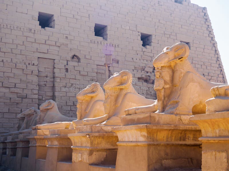 Criosphinx Statues in the Entrance of Karnak Temple, Luxor Stock Image ...