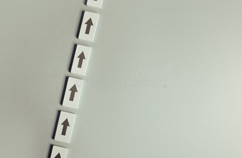 Row of Arrows. Set Course, Make Your Way. Moving Forward, Step by Step ...