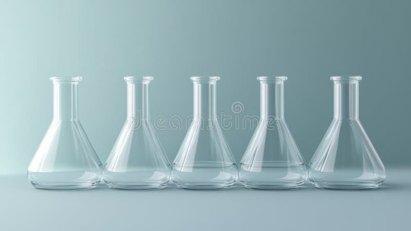 A Row of Assorted Glass Laboratory Flasks is on Display To Highlight ...