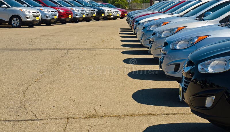 Cars in new car lot stock photo. Image of sales, purchase - 8833972