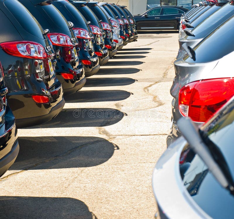 Row of Automobiles on a Car Lot Stock Image - Image of sale, business ...