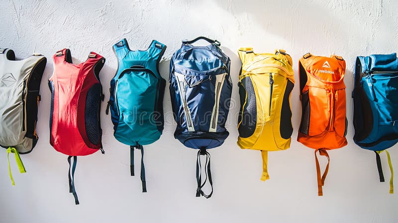 Row Backpacks Different Colors Stock Photos - Free & Royalty-Free Stock ...
