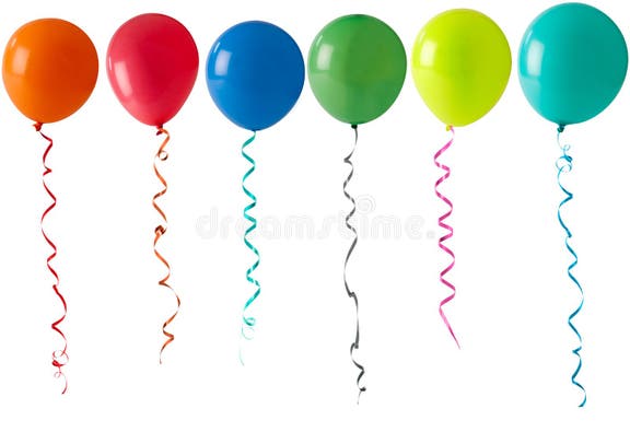 Row of Balloons on a White Background Stock Image - Image of silver ...