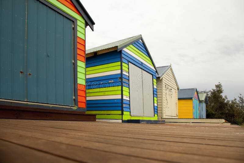 Row of beach boxes stock photo. Image of shelter, colourful - 36727426