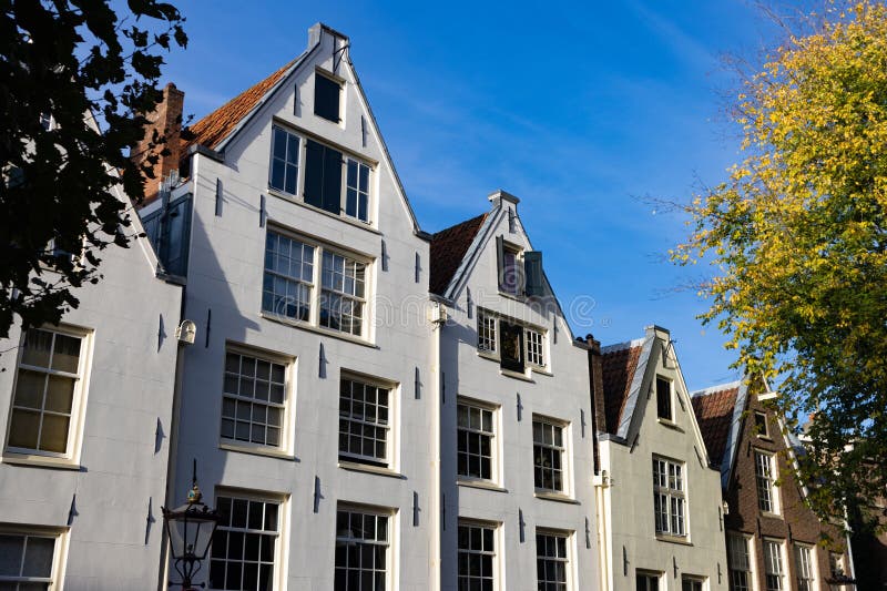 Row of Beautiful Historical Buildings in the Amsterdam Centrum District ...