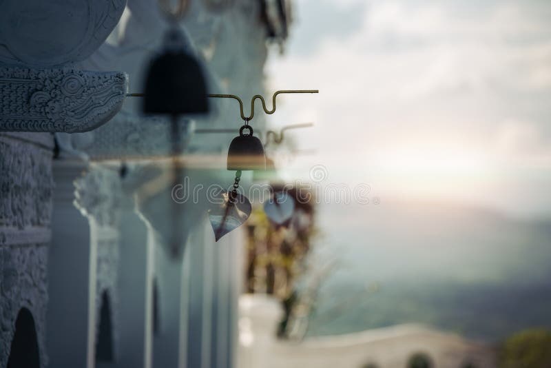 Row of bell in budism stock photo. Image of bronze, heavy - 131996398