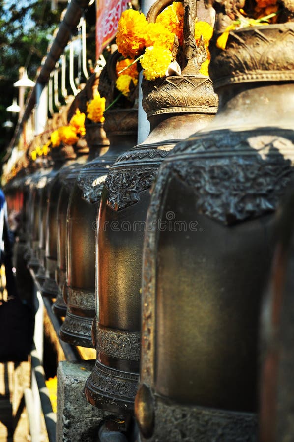 Row of bells in temple stock photo. Image of religious - 33315026