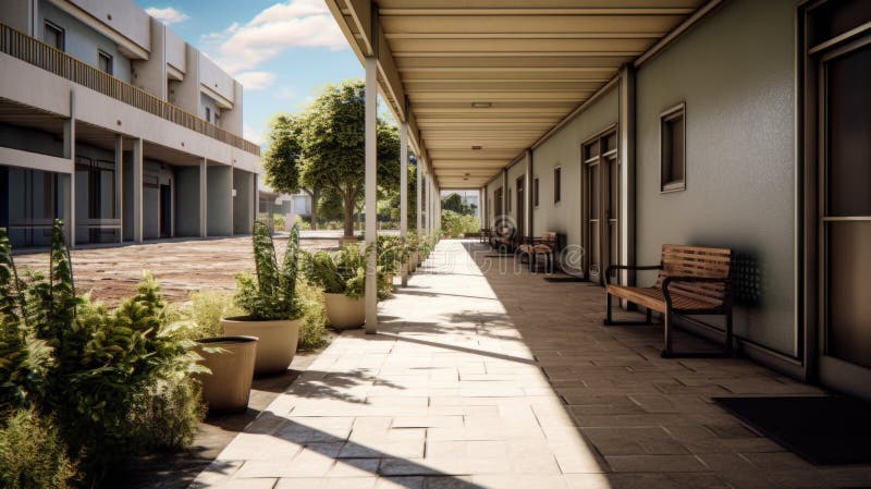 Row of Benches Next To a Building, Suitable for Urban and Architectural ...