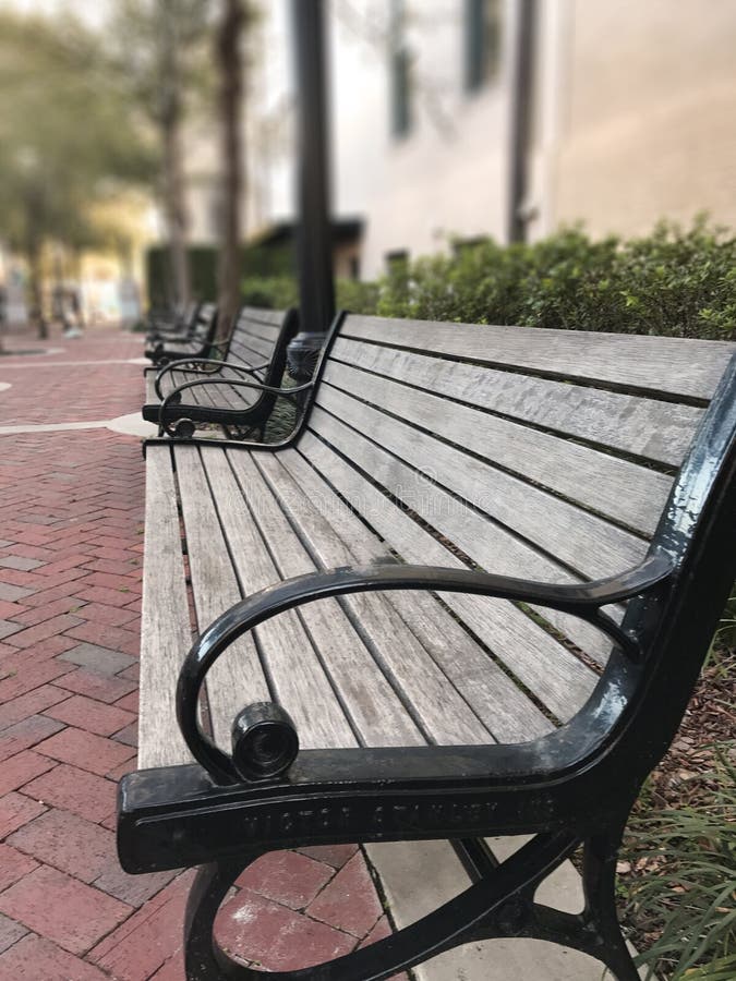 A Row of Benches in the Old Town City Perfectly Aligned. Photo Image ...