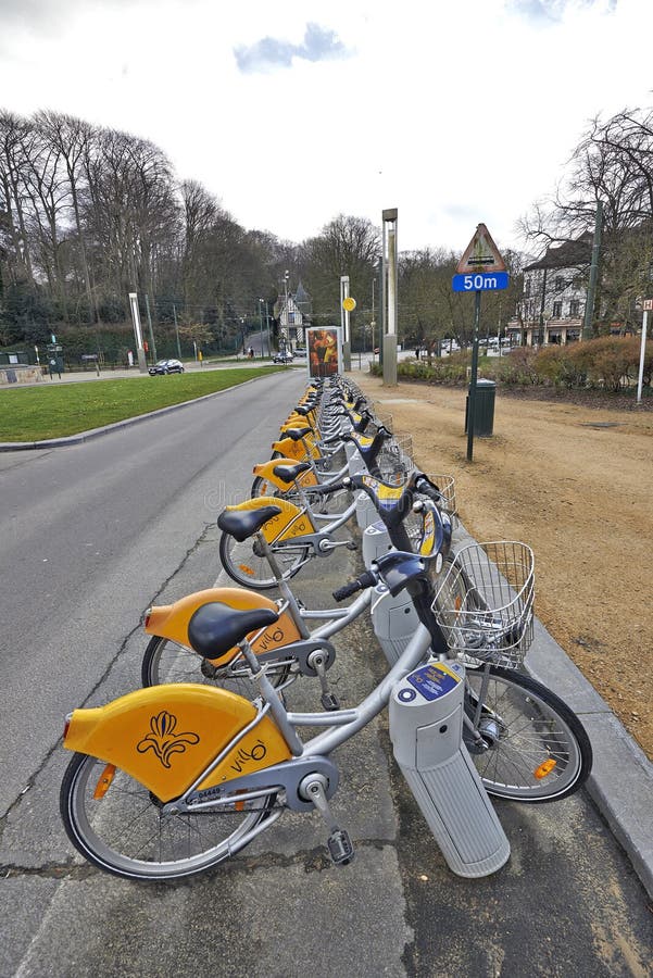 Yellow bicycle rental stock photo. Image of light, city - 86830302