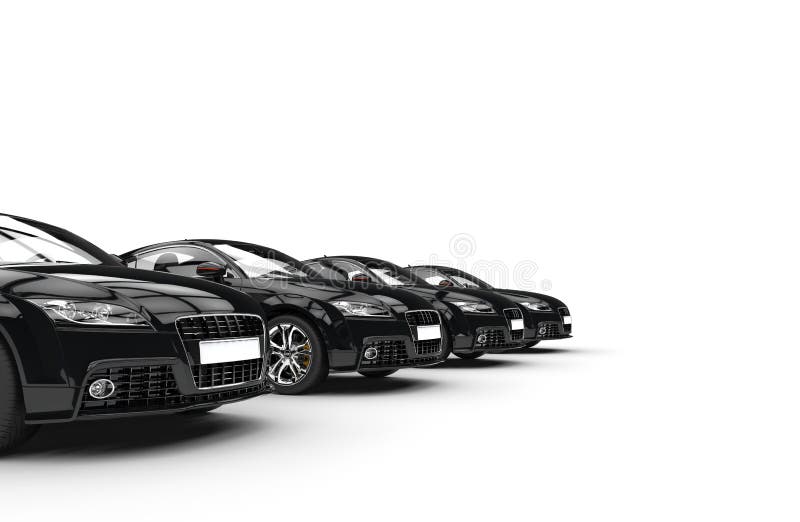 Row of Black Cars stock illustration. Illustration of angle - 59007591