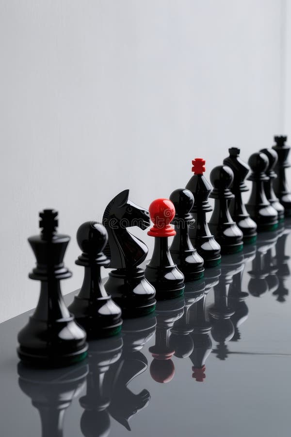 Row of Black Chess Pieces on a Light, Minimalistic Background Stock ...