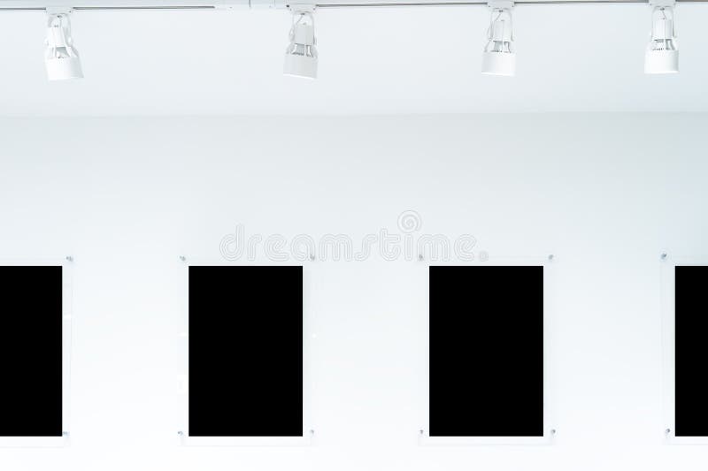 A Row of Black Frames Hang on a White Wall, Clipping Path. they are All ...