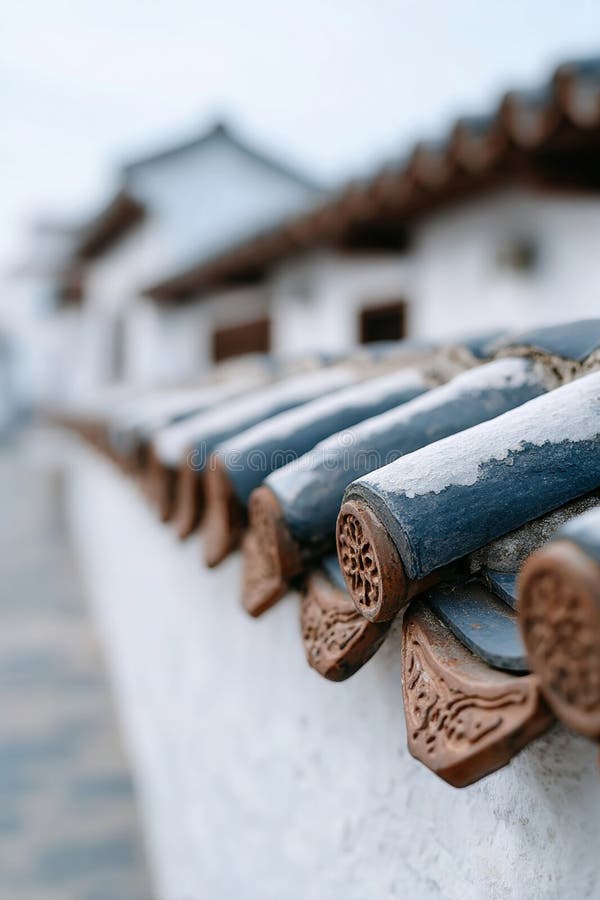 A Row of Blue and Brown Tiles on the Roof of a Building Stock Photo ...