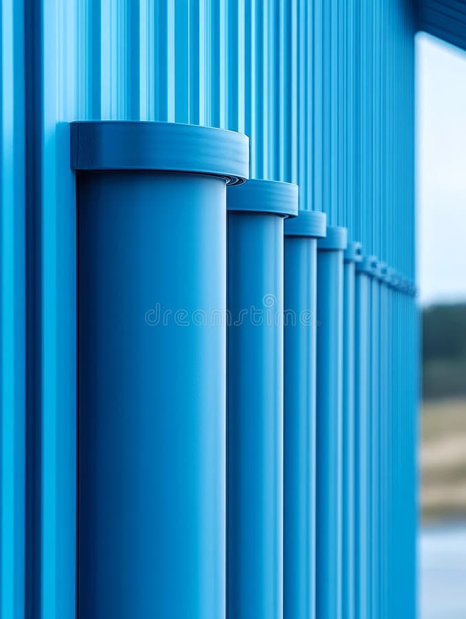 Row of Blue Columns Creating a Repeating Pattern with a Modern Look ...