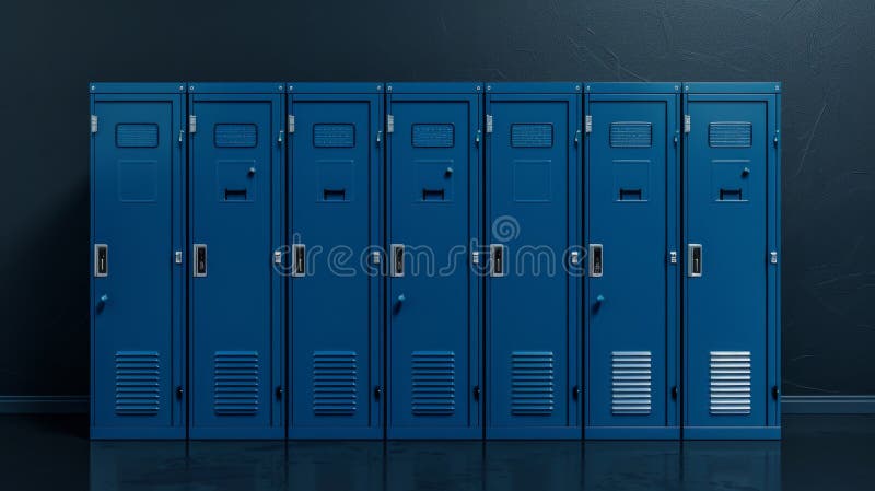 Row of Blue Lockers in a Gym or School Hallway, Generative AI Stock ...