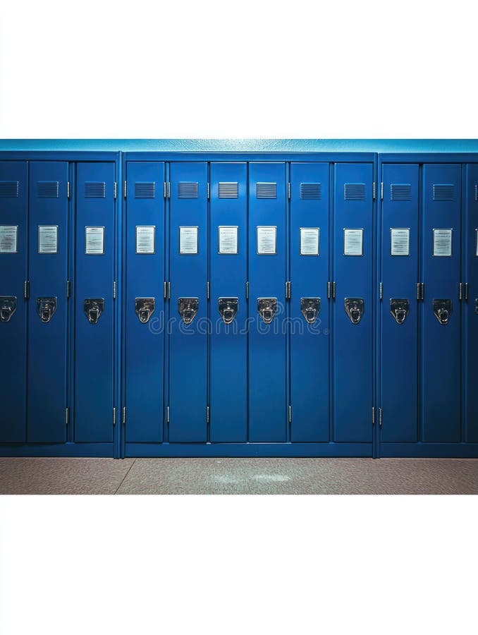 Row of Blue Lockers stock image. Image of storage, learning - 385103777