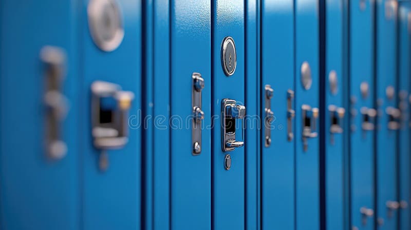Row Blue Lockers Silver Handle Stock Photos - Free & Royalty-Free Stock ...