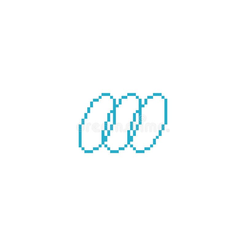 Row of Blue Parallel Rings Pixel Art Vector Icon, Y2K Outline Model ...