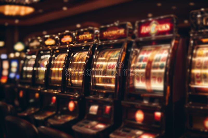 A Row of Blurry View of Slot Machine Winning Big. Stock Illustration ...