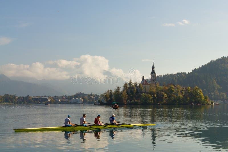 Boat on Bled lake editorial photo. Image of slovenia - 50823001