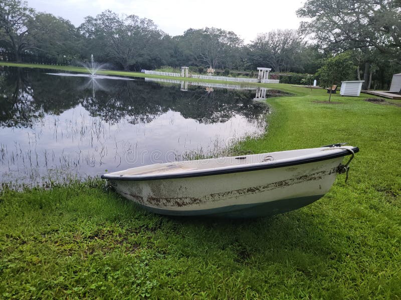 Row Boat Washed Ashore on the Lakefront Stock Image - Image of lake ...