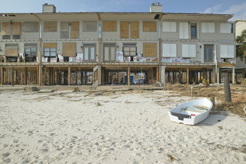 Row Boat and Waterfront House Hit by Hurricane Editorial Image - Image ...